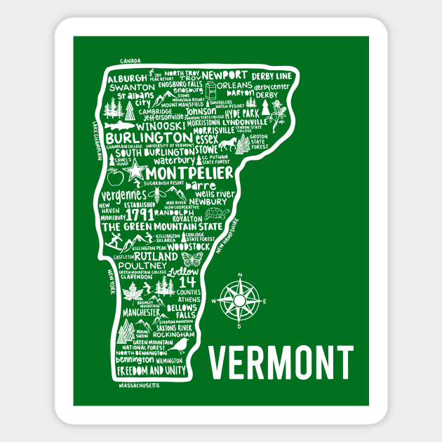 Vermont Map - Vermont - Sticker | TeePublic