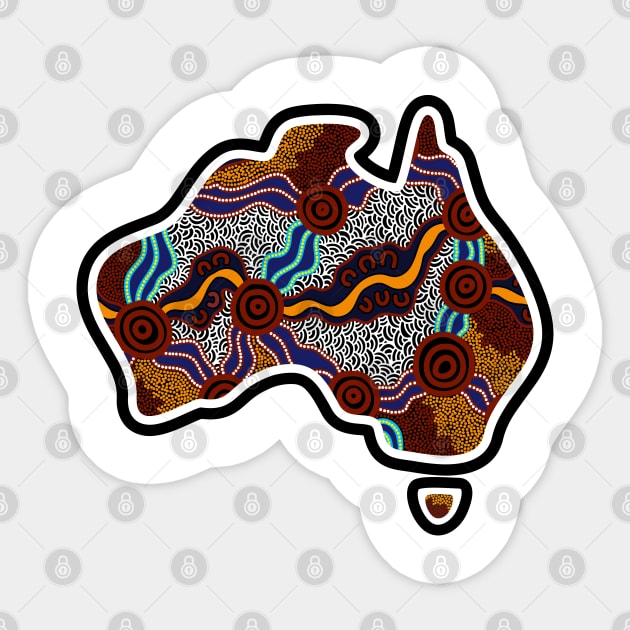 Aboriginal Map Artwork - Map - Sticker | TeePublic