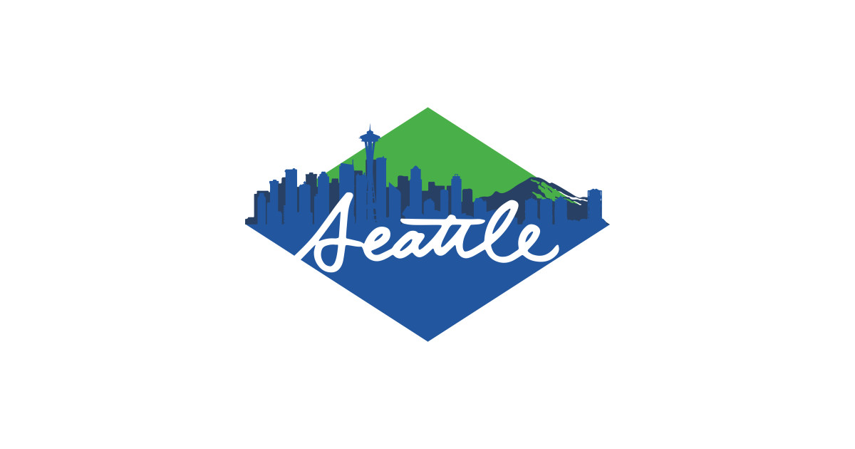 Seattle Cursive Skyline - Seattle - T-Shirt | TeePublic