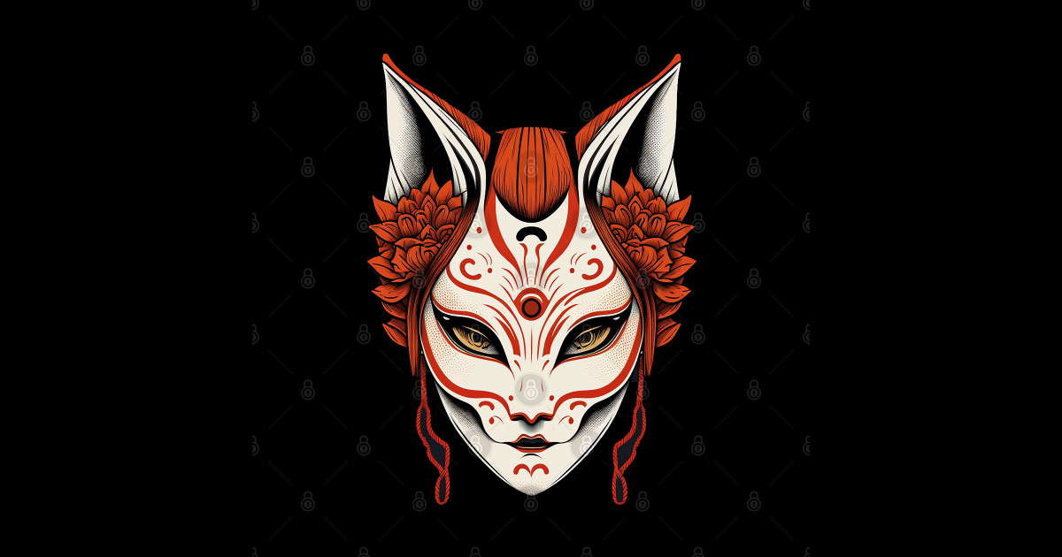 Traditional Japanese Art Kitsune Mask or Fox Japan - Kitsune Mask ...
