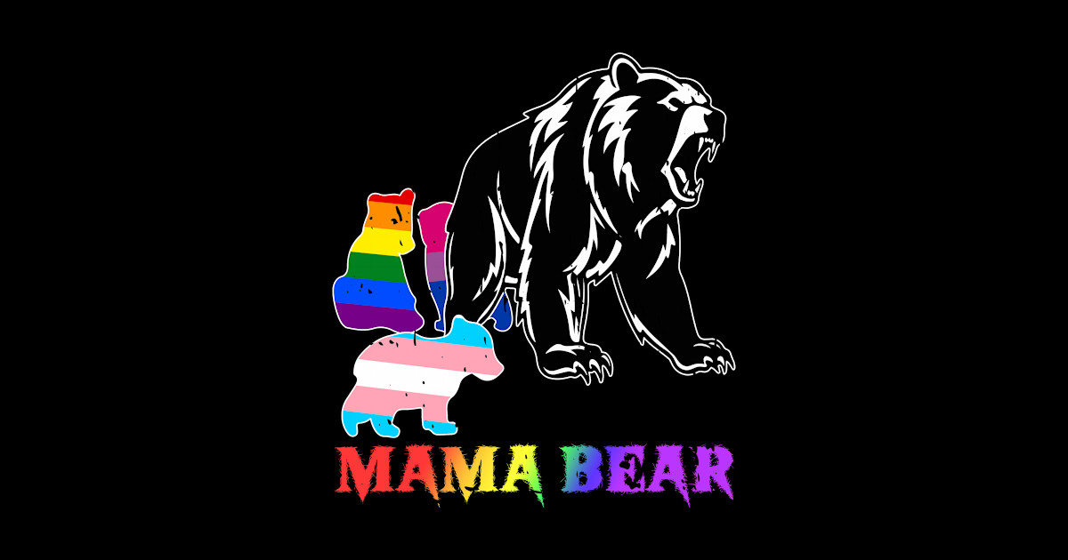 Gay Ally Mama Bear LGBT Flags Rainbow Pride Month Mom Women - Gay Ally ...