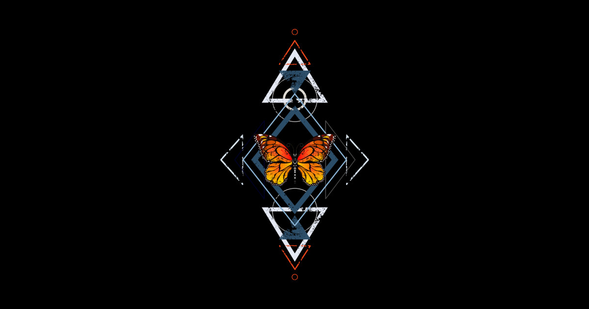 Geometric Pattern with Monarch Butterflies - Geometry - Pin | TeePublic