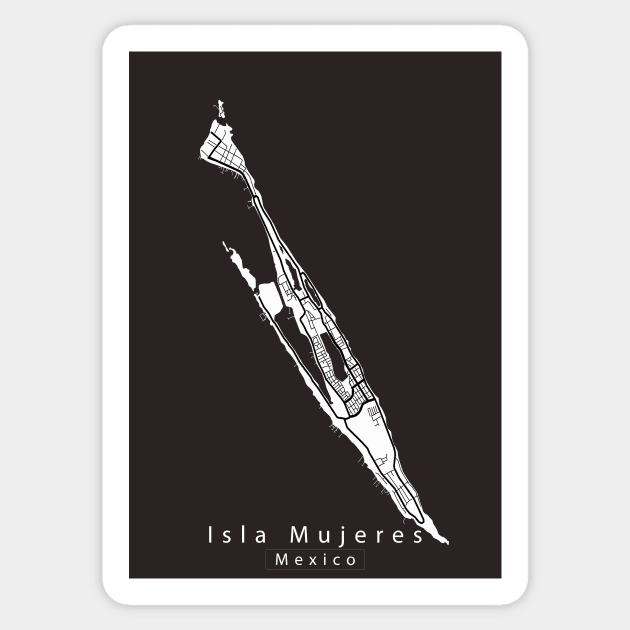 Isla Mujeres Mexico Island Map - Compass - Sticker | TeePublic