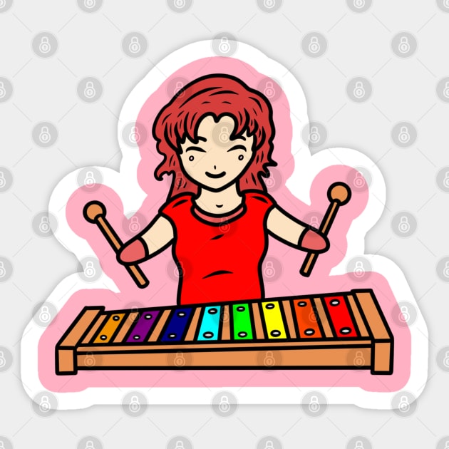 Cute girl xylophone - Xylophone - Sticker | TeePublic
