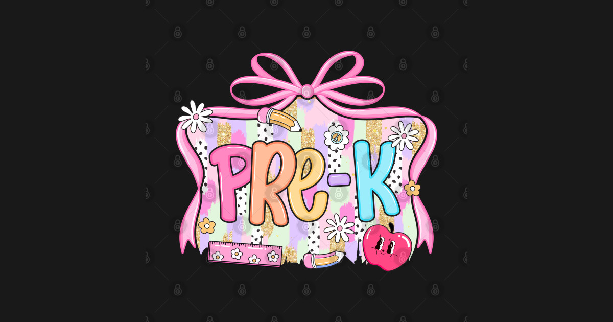 Pre K Cute Pastel Bow Glitter Back To School Girl - Cute Grade - T ...