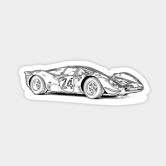 330 P4 Wireframe - Car - Sticker | TeePublic