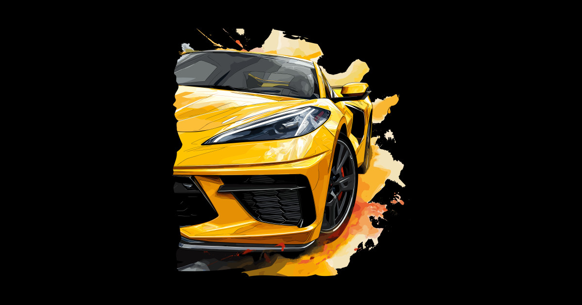 Accelerate Yellow C8 Corvette Graphic Big and Bold on Front and Back of ...