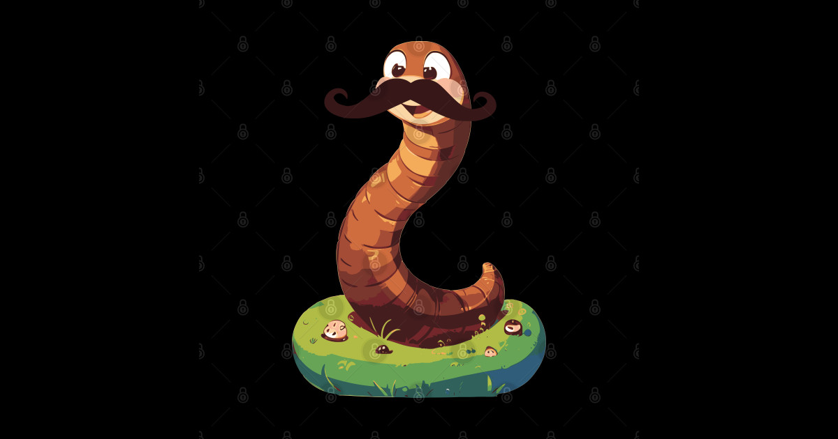 Mustache Worm - Worm - Sticker | TeePublic