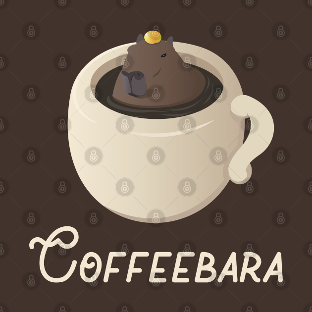 Funny Capybara Coffee Puns ~ Coffeebara - Capybara - T-Shirt | TeePublic