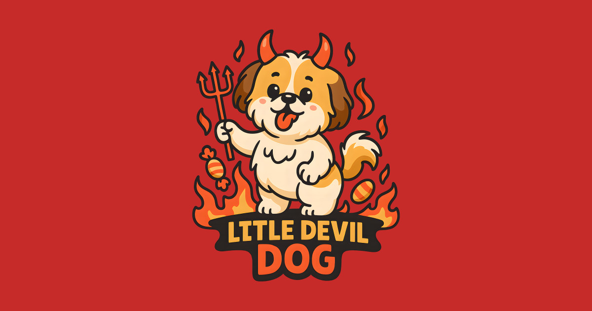 Little Devil Dog Shih Tzu Cartoon Design - Shih Tzu - T-Shirt | TeePublic