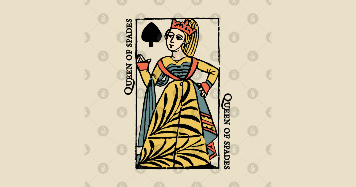 Character of Playing Card Queen of Spades - Vintage Retro - T-Shirt ...