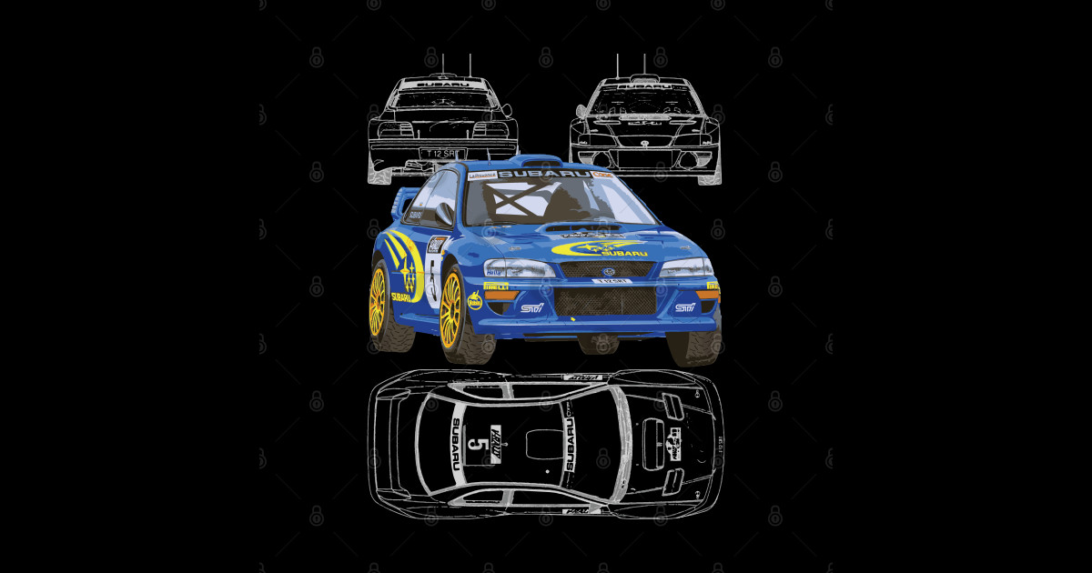 99 WRC GC8 Richard Burns BLUE PRINT - Wrx Sti - Sticker | TeePublic