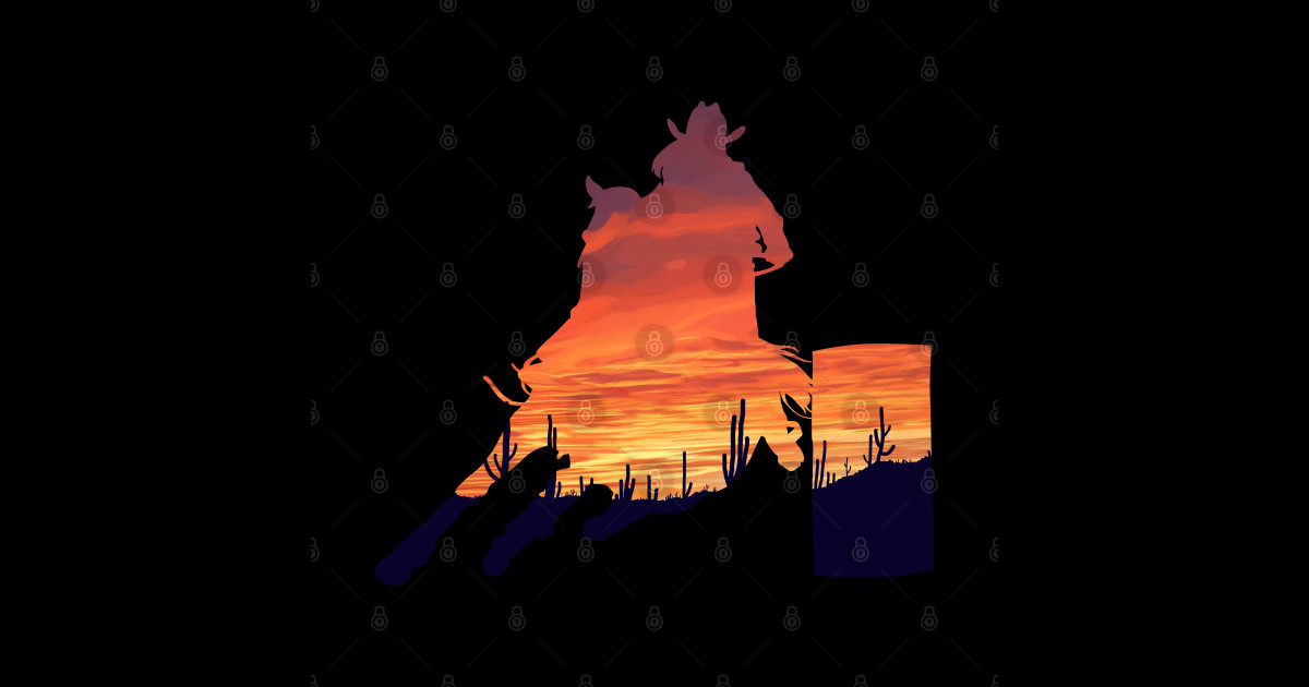 Barrel Rider 1: Desert Sunset - Rodeo - Posters and Art Prints | TeePublic