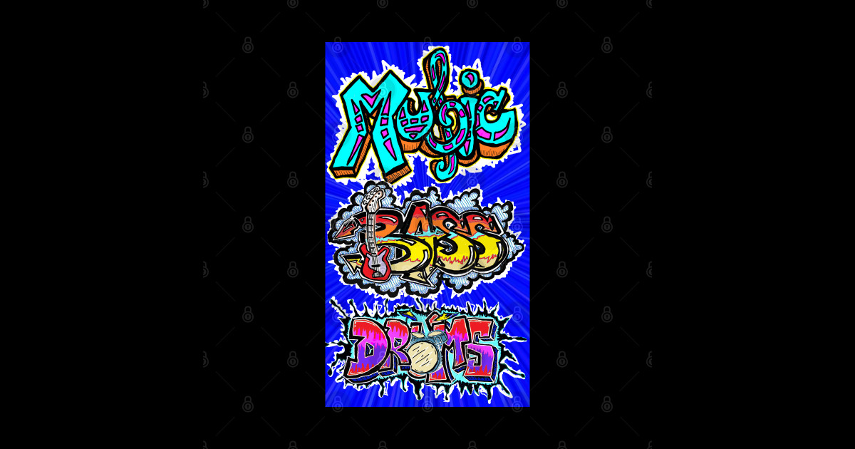 Music Bass Drums ultimate sticker 1234 - Graffiti - Sticker | TeePublic