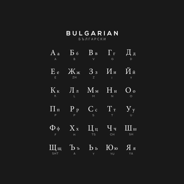 Bulgarian Alphabet Chart, Bulgaria Language Chart, Black - Bulgarian ...