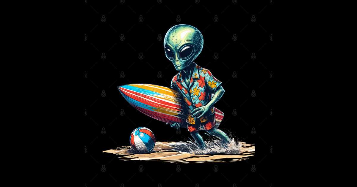 Alien beach invasion - Ufo Alien - Posters and Art Prints | TeePublic