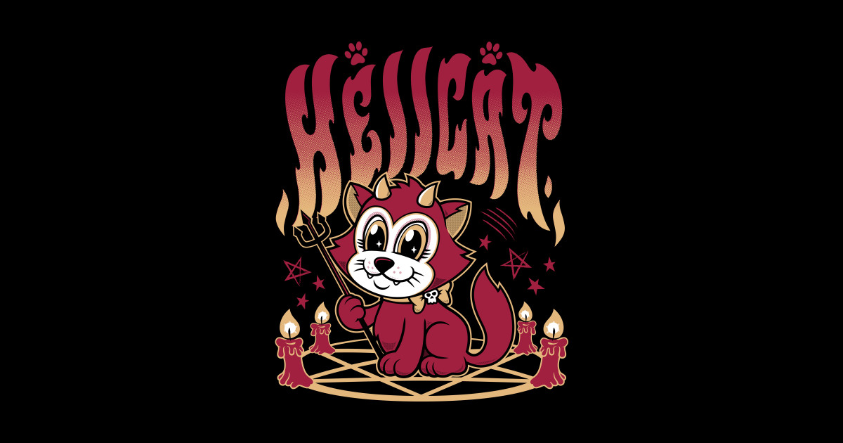 Hellcat - Cartoon Kawaii Devil - Chonky Cat - Witchcraft - Posters and ...