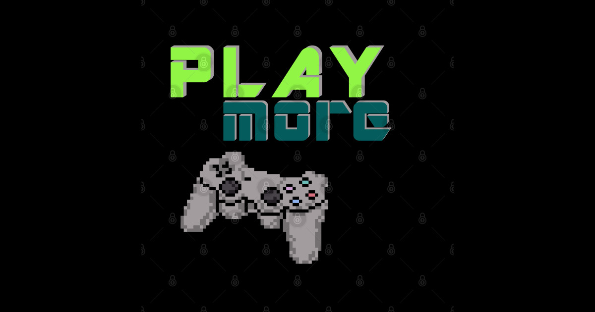 Play More Gaming Remote Pixel Art Design - Play More - Sticker | TeePublic