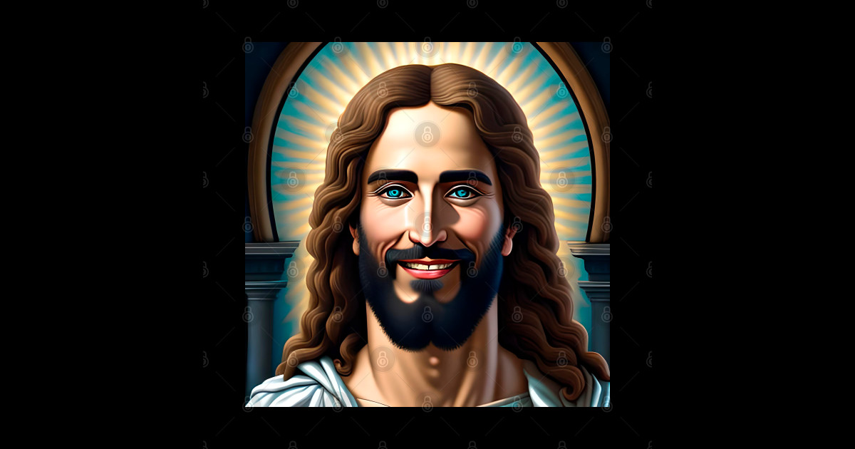 Jesus Christ smiling - Saint Christ Smiling - Sticker | TeePublic