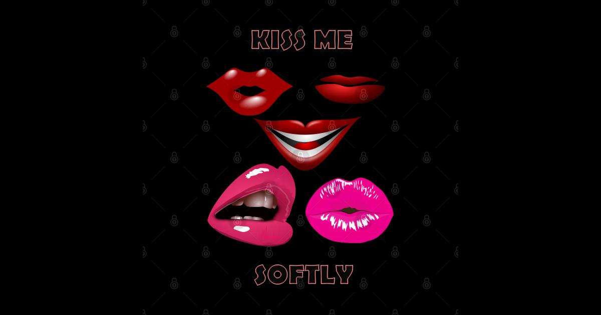 Kiss Me Softly Cartoon Illustration - Kiss Me - Pin | TeePublic