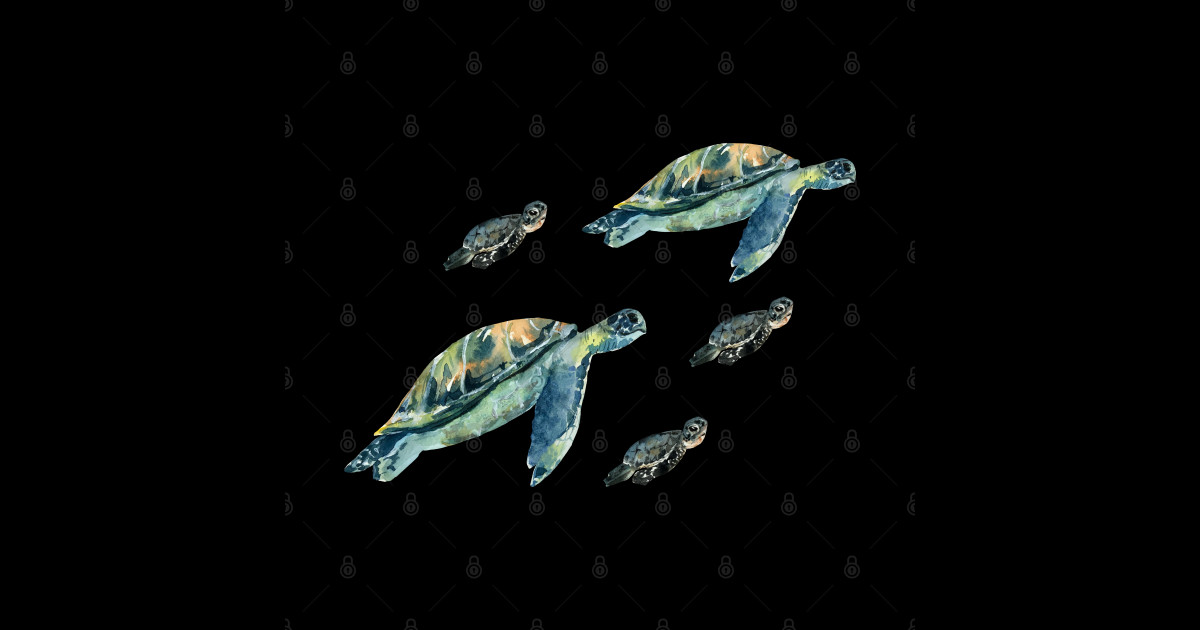 Sea turtle family - Sea Turtle Family - Sticker | TeePublic