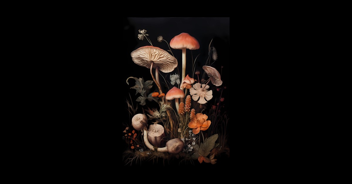 psychedelic gothic mushrooms - Mushroom - Sticker | TeePublic