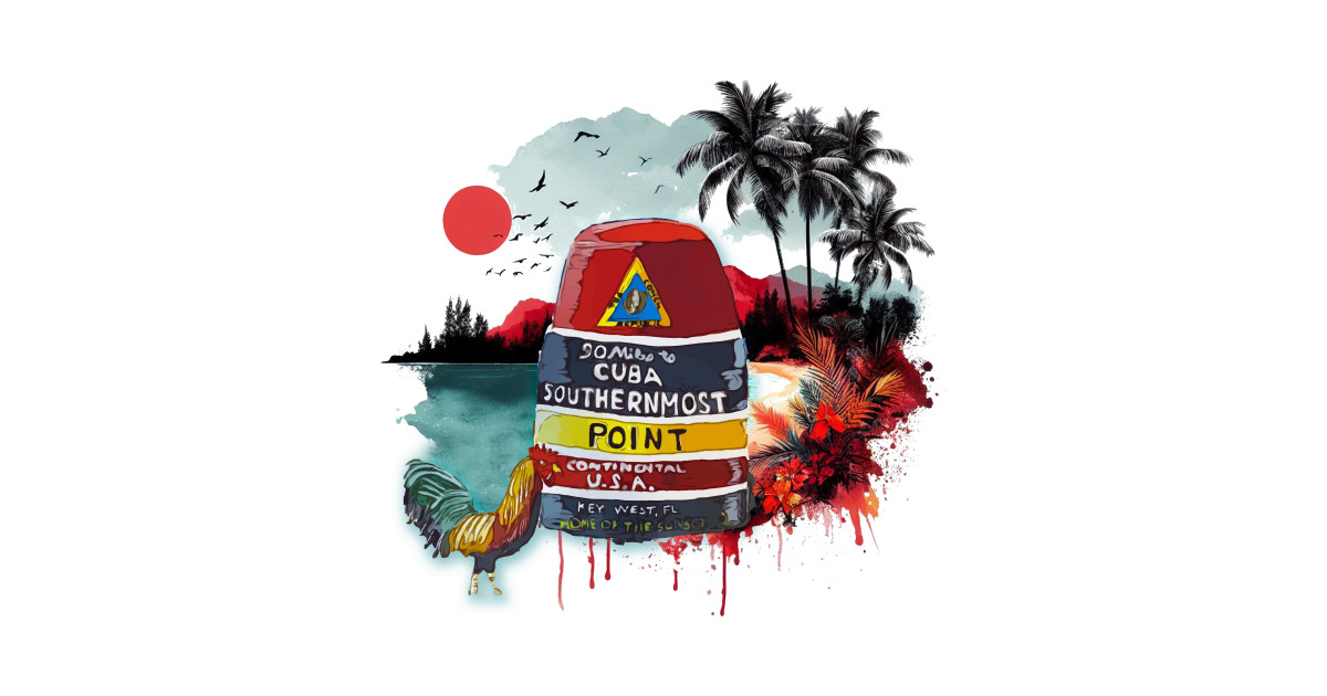 Key West Southern Most Point Marker with Cuban background ...