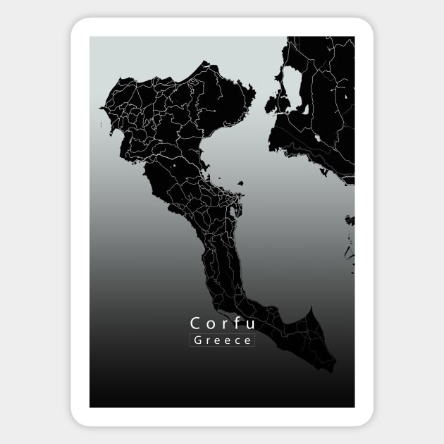 Corfu Greece Island Map dark - Europe - Sticker | TeePublic