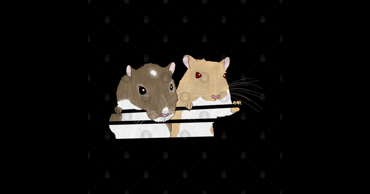 Two cute gerbils holding on to cage bars - Gerbil - Sticker | TeePublic