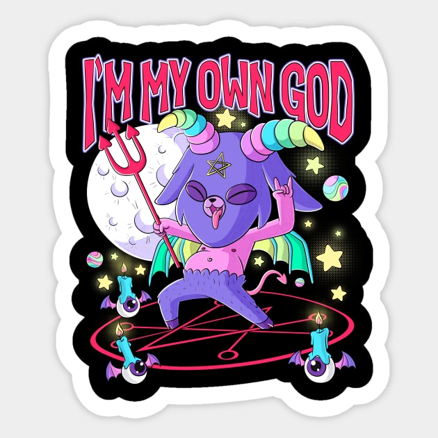 Cute Kawaii Azazel Demon I'm my own God Pastel Goth - Azazel - Sticker ...