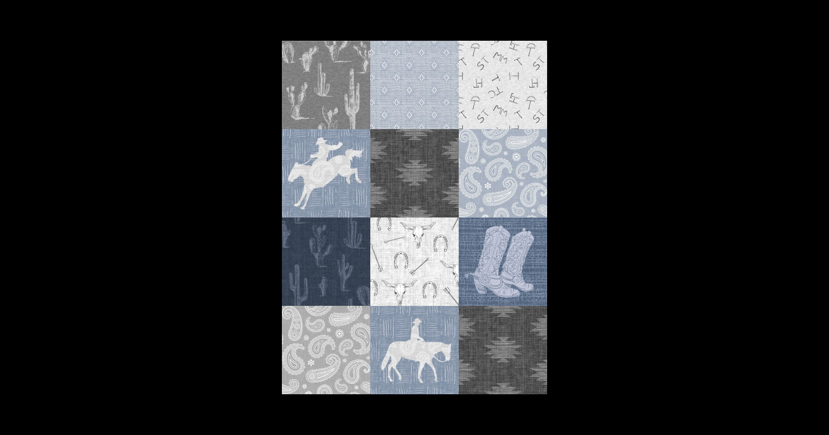 Cowboy Patchwork - Blue/ Grey - Cowboys - Sticker | TeePublic