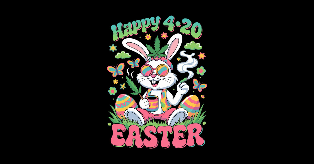 Happy 420 Easter Funny Smoking Easter Bunny - Easter - Sticker | TeePublic