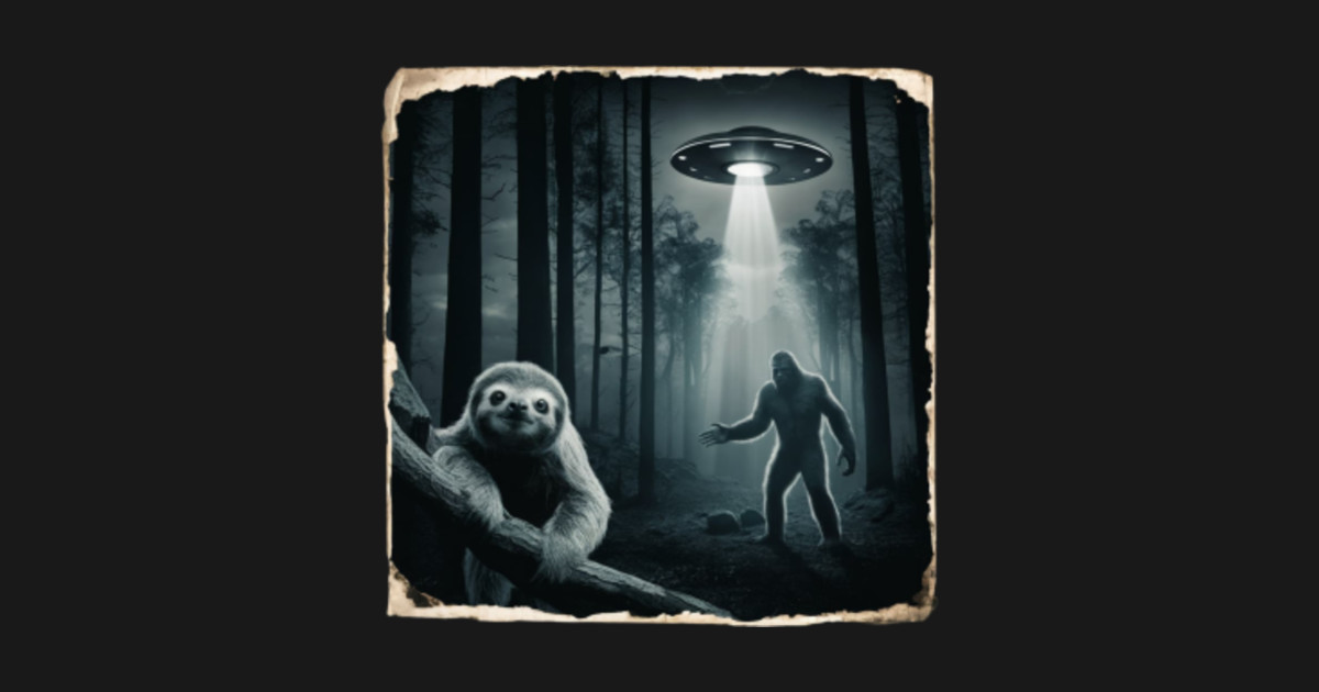 scared Sloth selfie with bigfoot - Sloth Selfie With Bigfoot Ufo - T ...