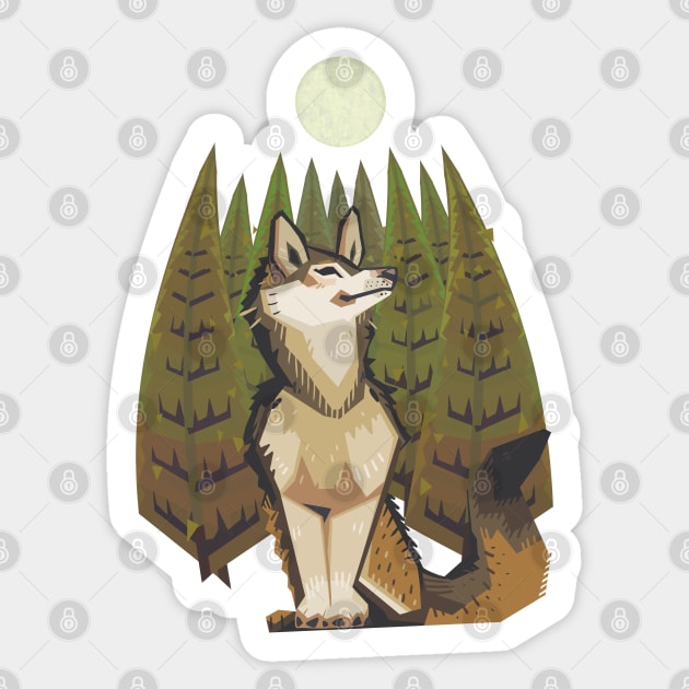 Grey Wolf Moon - Wolf - Sticker | TeePublic
