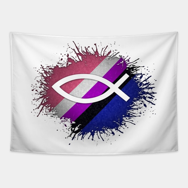 Paint Splatter Gender Fluid Pride Flag Fish Symbol - Gender Fluid Pride ...