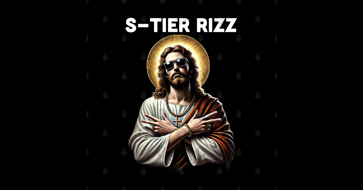 S-Tier Rizz Jesus Meme | Cool Religious Artwork - Jesus Meme - Sticker ...