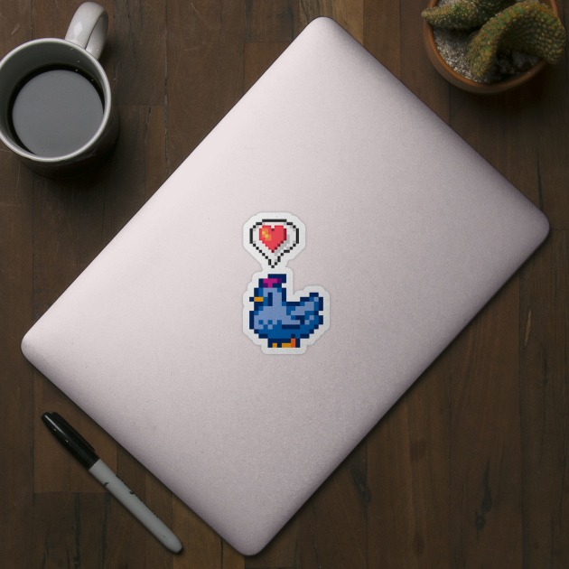Stardew Valley Happy Blue Chicken - Sdv - Sticker | TeePublic