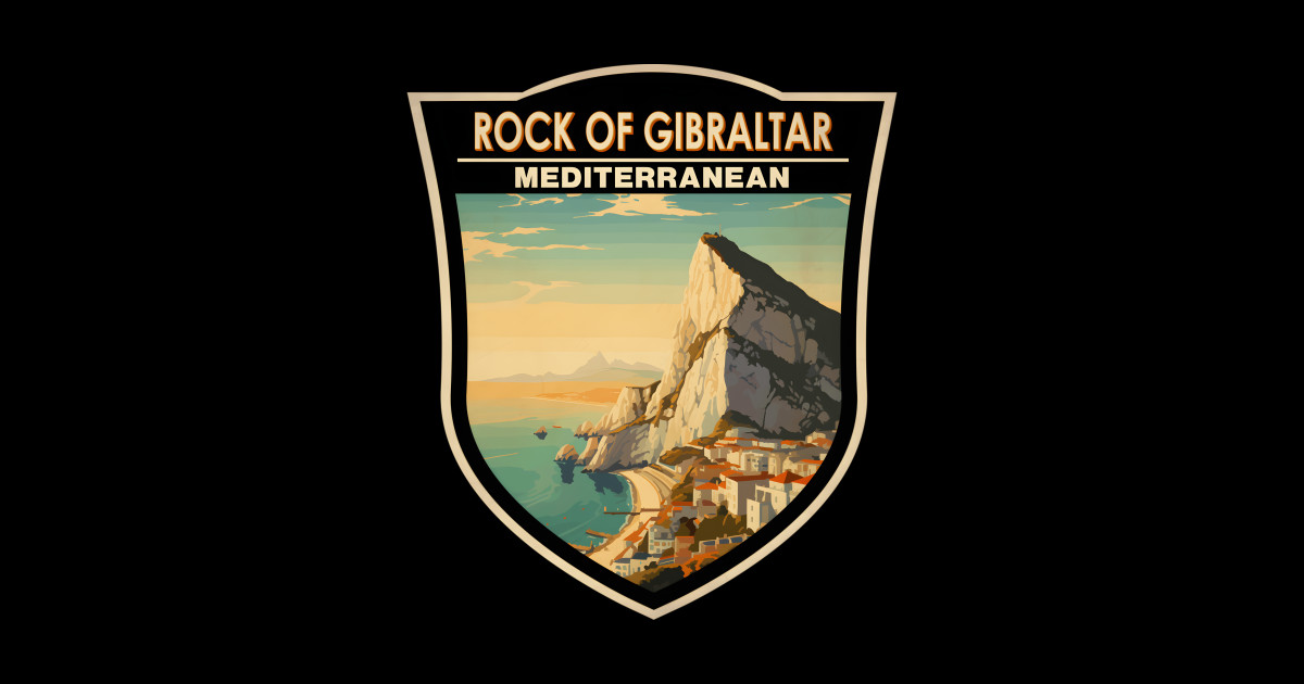 Rock of Gibraltar Travel Art Badge - Of Gibraltar - Sticker | TeePublic