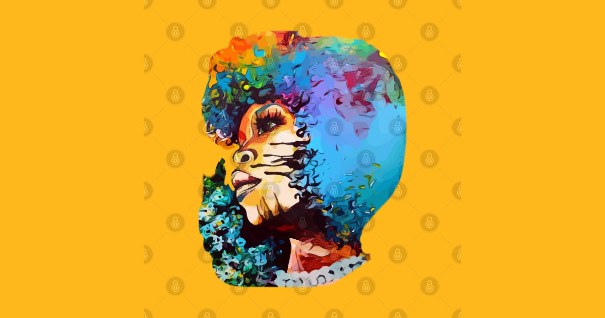 Queen of Afro Hair Spring Flowers Colored Art - Afro - T-Shirt | TeePublic