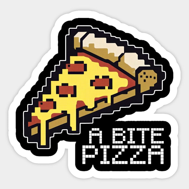 A BITE PIZZA 8 BIT PIXEL ART STYLE - 8 Bit Pixel Art - Sticker | TeePublic