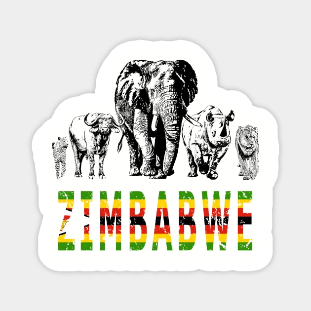 Africa's Big Five for Zimbabwe Fans - Zimbabwe - Magnet | TeePublic