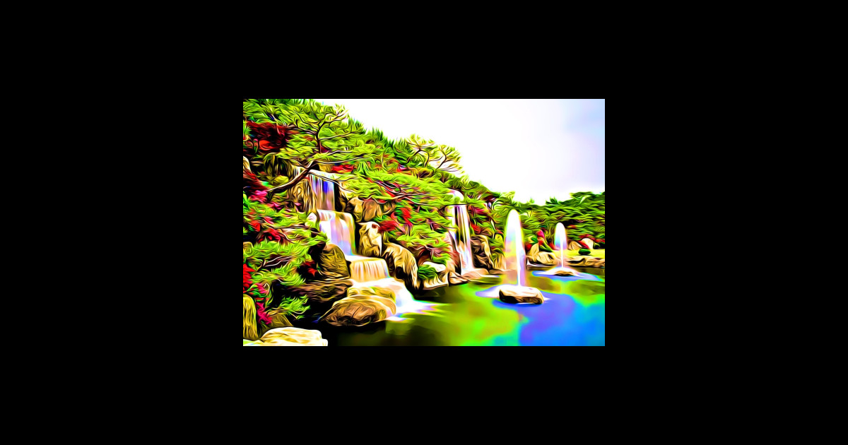Azalea Waterfall Garden Green Aesthetic Retro Landscape - Azalea ...