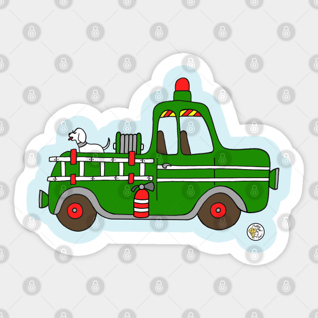Green Fire Truck - Fire Truck - Sticker | TeePublic