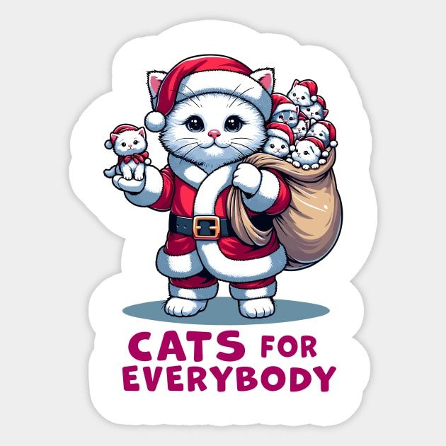 Cats For Everybody, Cat Santa Carries Cute Gift Kittens for everybody ...