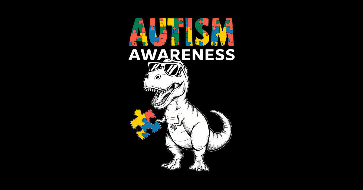Autism Awareness T-Rex Cute Dino-saur Puzzle Piece Animal - Autism ...