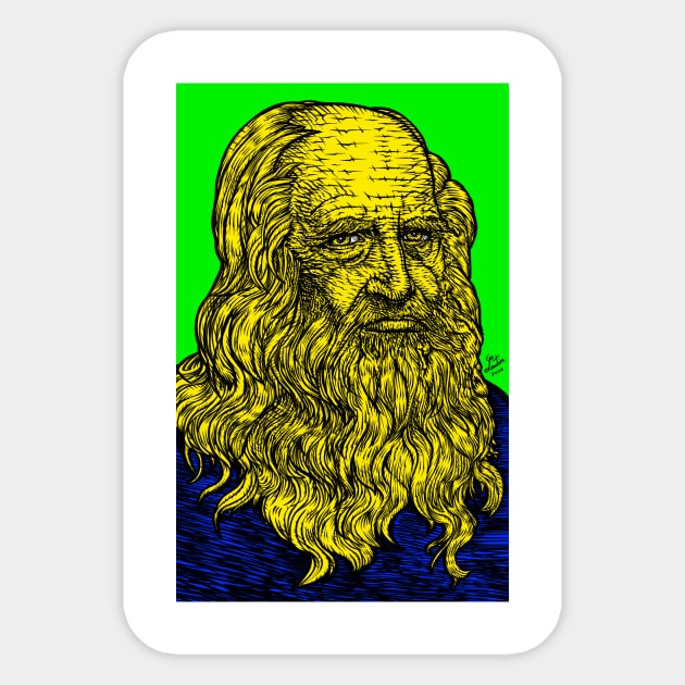 LEONARDO DA VINCI ink and acrylic portrait .3 - Leonardo - Sticker ...