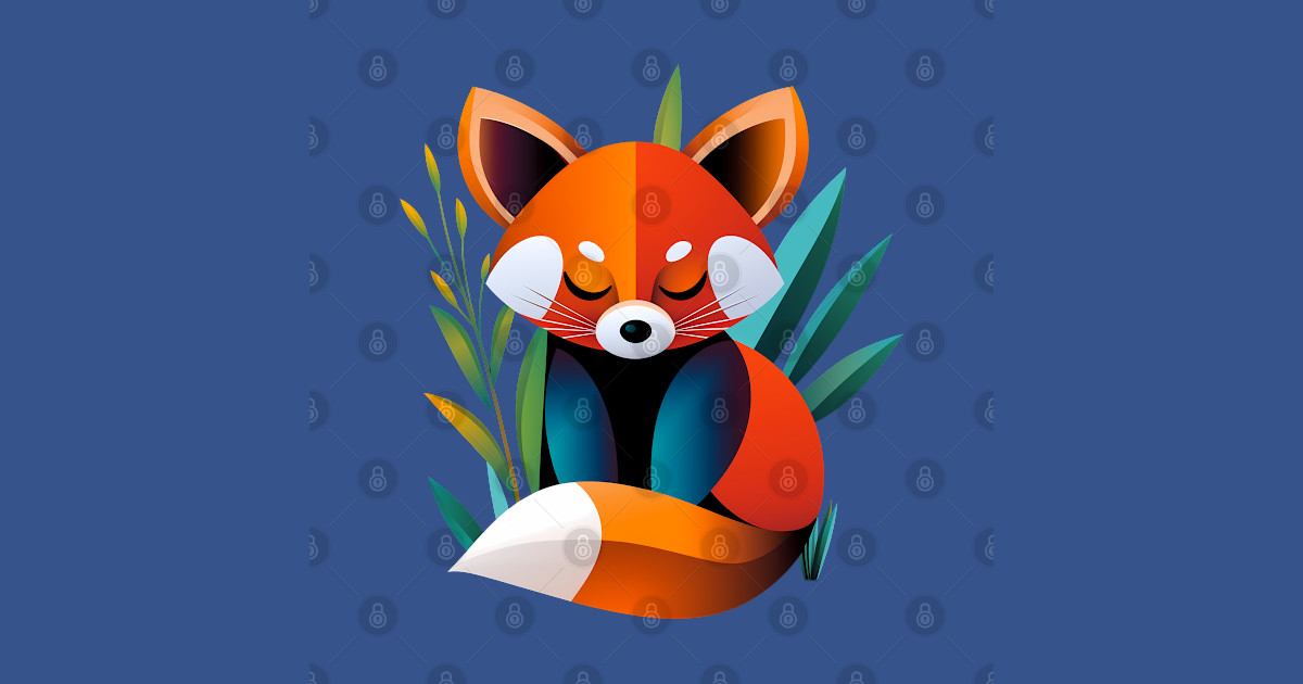 Geometric Red Panda in Nature, Minimalist Wildlife Art - Cute Red Panda ...