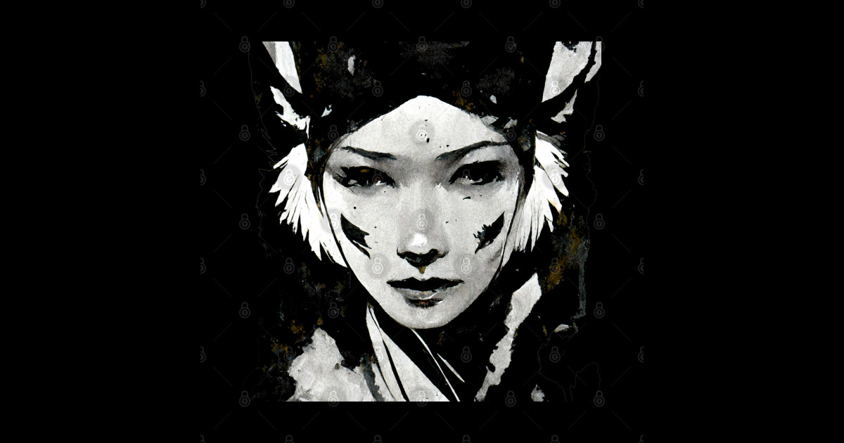Kitsune portrait - Kitsune Girl - Sticker | TeePublic