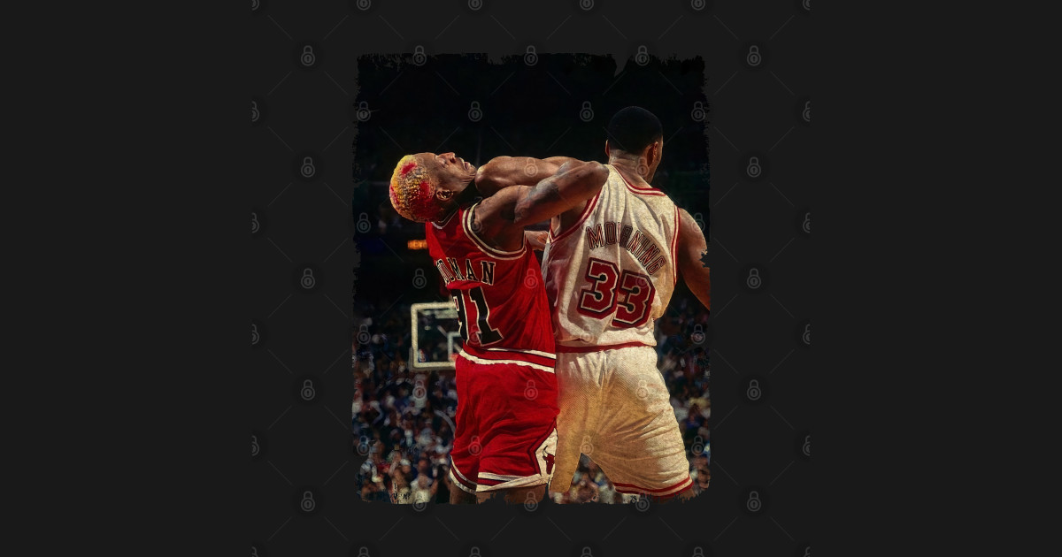 Dennis Rodman vs Alonzo Mourning, 1998 - Basketball - T-Shirt | TeePublic