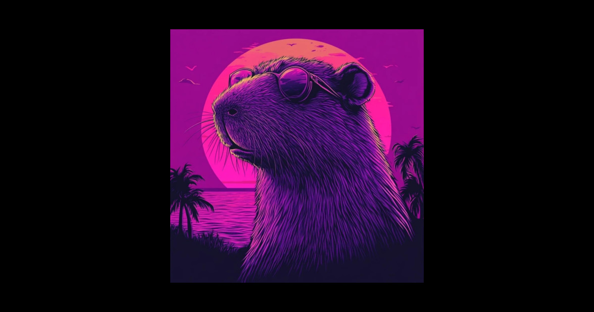Neon capybara - Capybara - Sticker | TeePublic